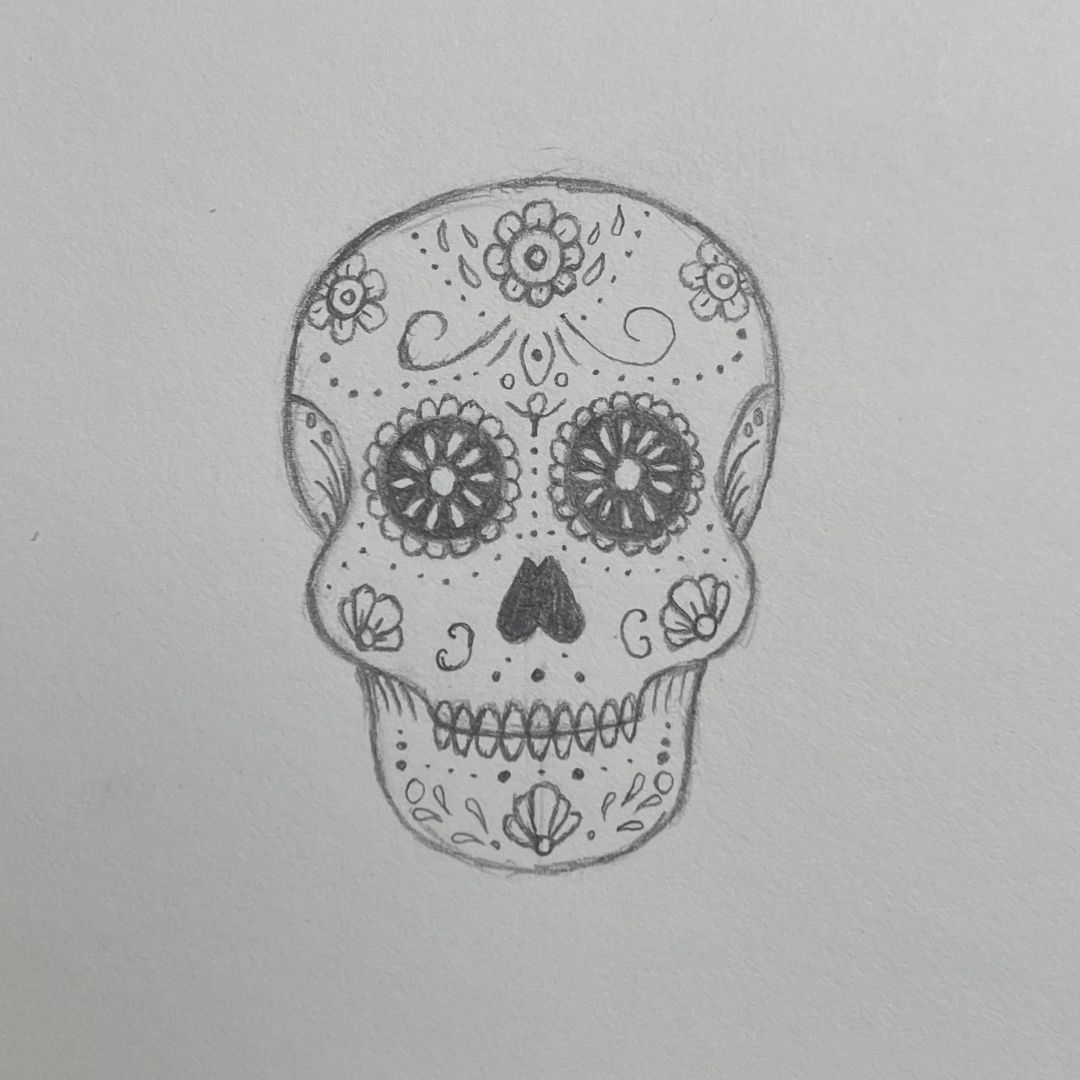 4 Easy Sugar Skull Pencil Drawings | Day of the Dead Artwork